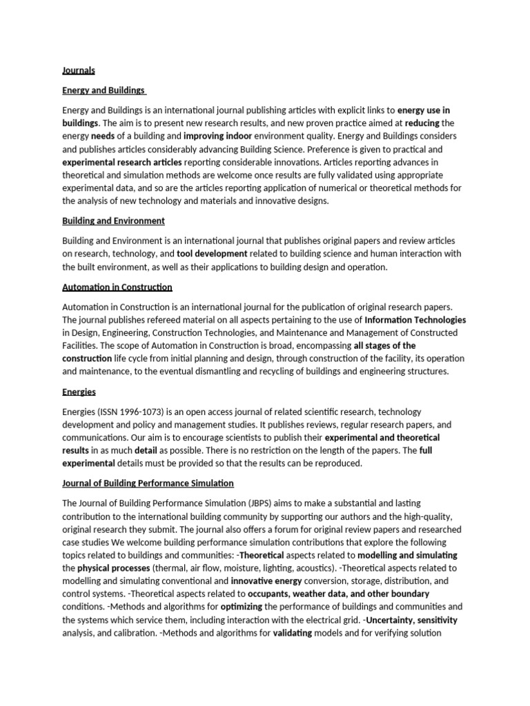 Journals on Building Energy Research | PDF | Simulation | Academic ...