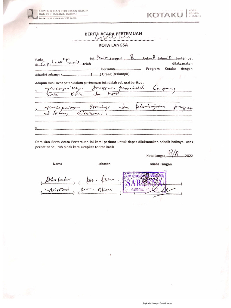 1. BA Sosialisasi Gp. Lhok Banie | PDF