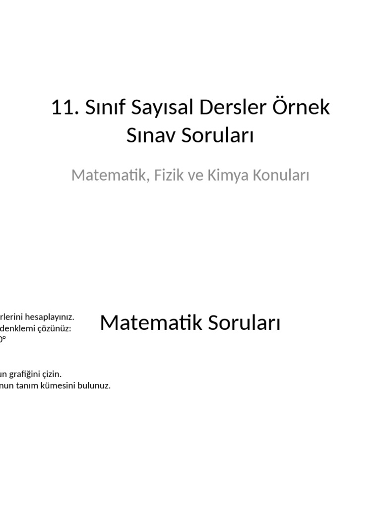 11 Sinif Sayisal Sinav Sorulari | PDF
