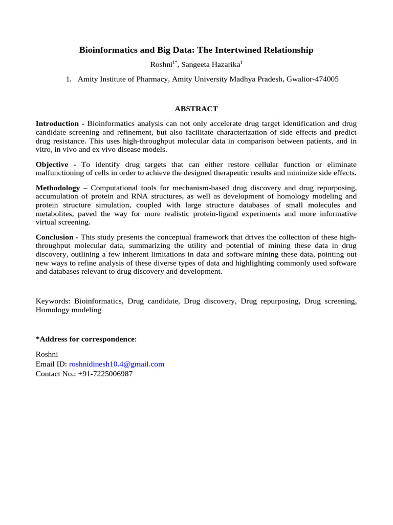 Bioinformatics in Drug Discovery Insights | PDF