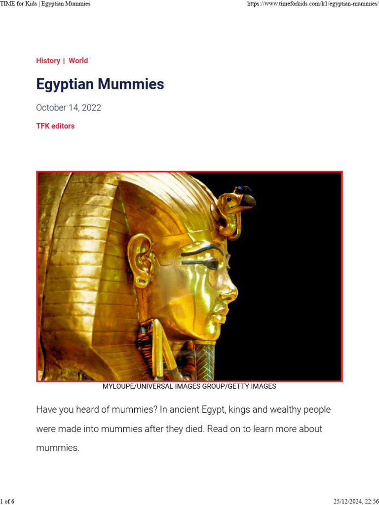 TIME For Kids - Egyptian Mummies | PDF | Mummy | Ancient Egypt