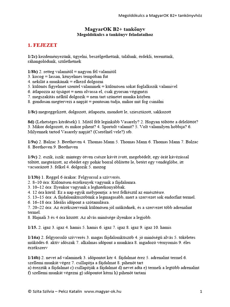 MOK B2 TK Megoldokulcs | PDF