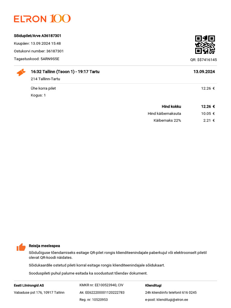 Elron Arve NR 36187301 | PDF