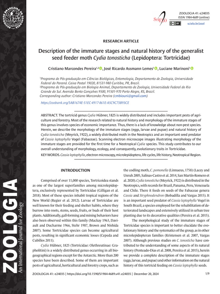 Description of The Immature Stages and Natural History of The ...