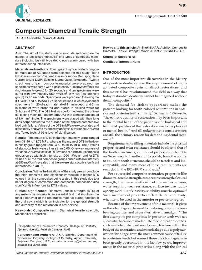 Diametral Tensile Strength of Composites | PDF | Composite Material ...