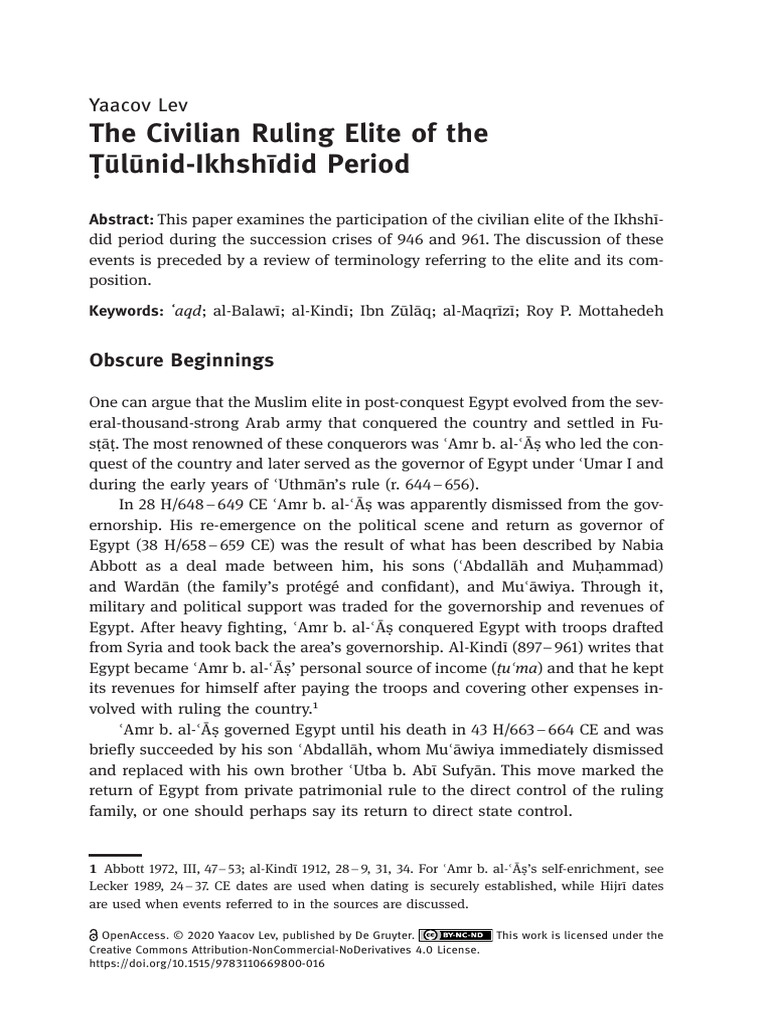 The_Civilian_Ruling_Elite_of_the_Tulunid-Ikhshidid | PDF | Caliphate ...