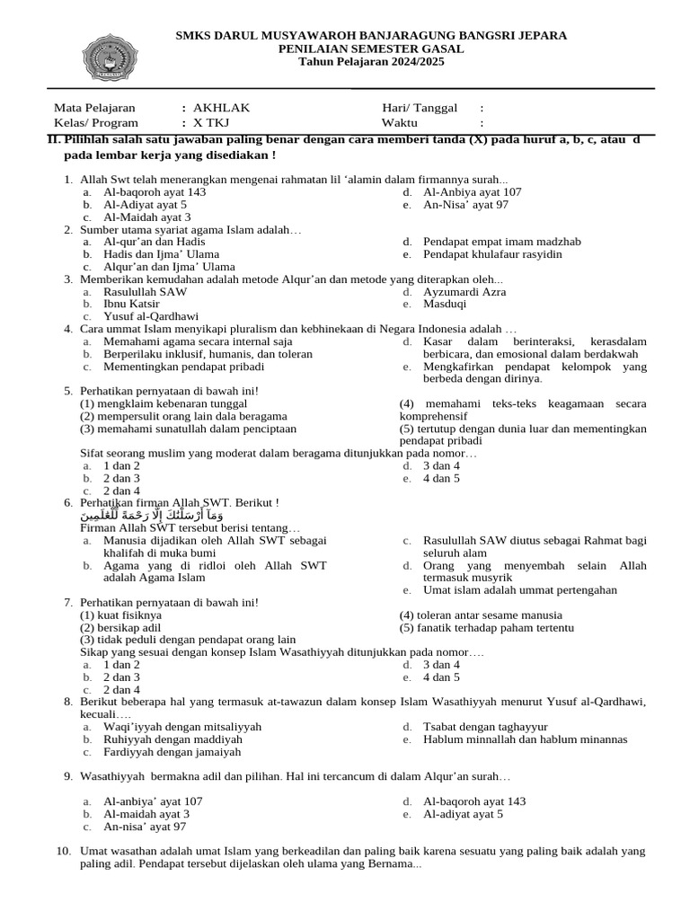 Akhlak Kelas X | PDF