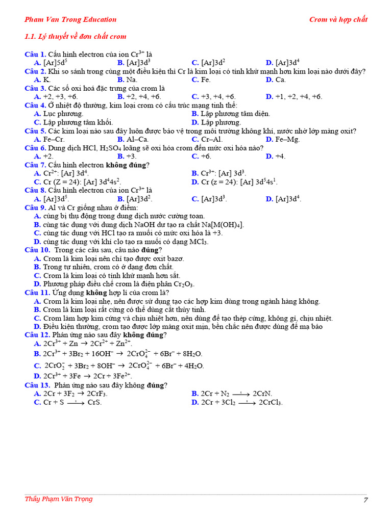 CROM VÀ HỢP CHẤT đề | PDF