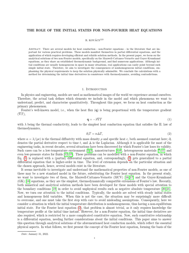 Non-Fourier Heat Equations Analysis | PDF | Thermal Conduction | Heat