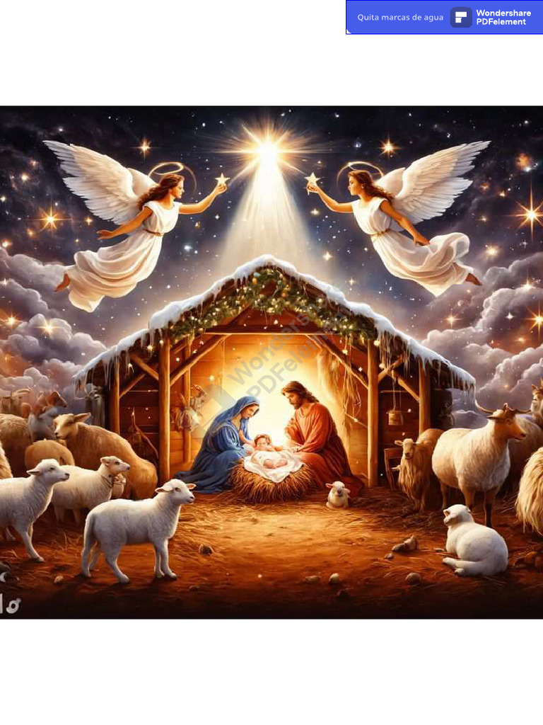 Tarjeta Navideña Vintage - Portal de Belén y Ángeles | PDF