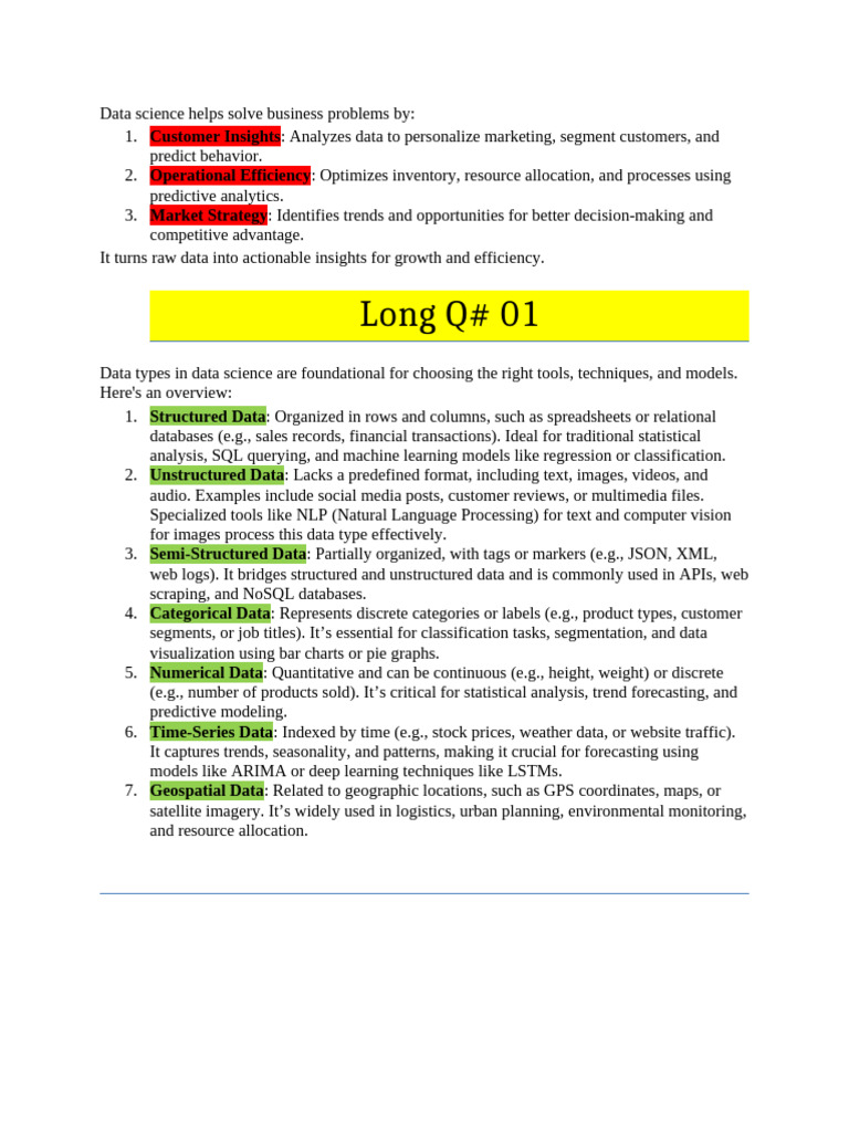 Data Science Helps Solve Business Problems by | PDF