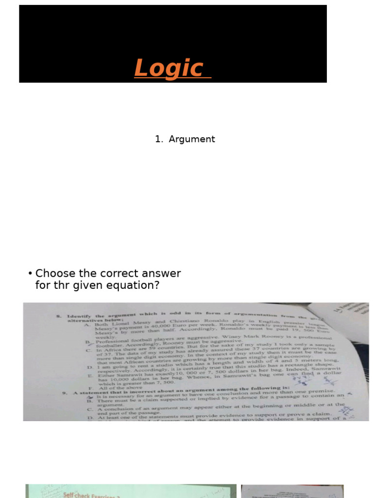 Logic: 1. Argument | PDF
