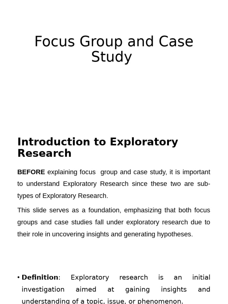 Exploratory Research: Focus Groups & Case Studies | PDF | Focus Group ...