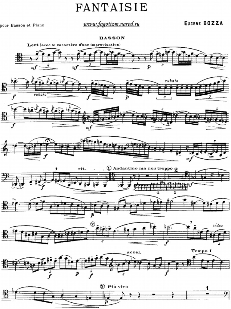 Eugene Bozza Fantasy For Bassoon and Piano PDF Free | PDF