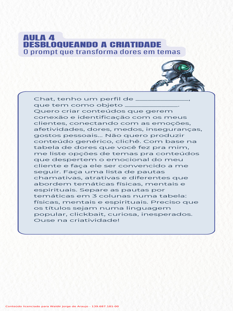 AULA4 PROMPTDesbloqueandoaCriatividade | PDF