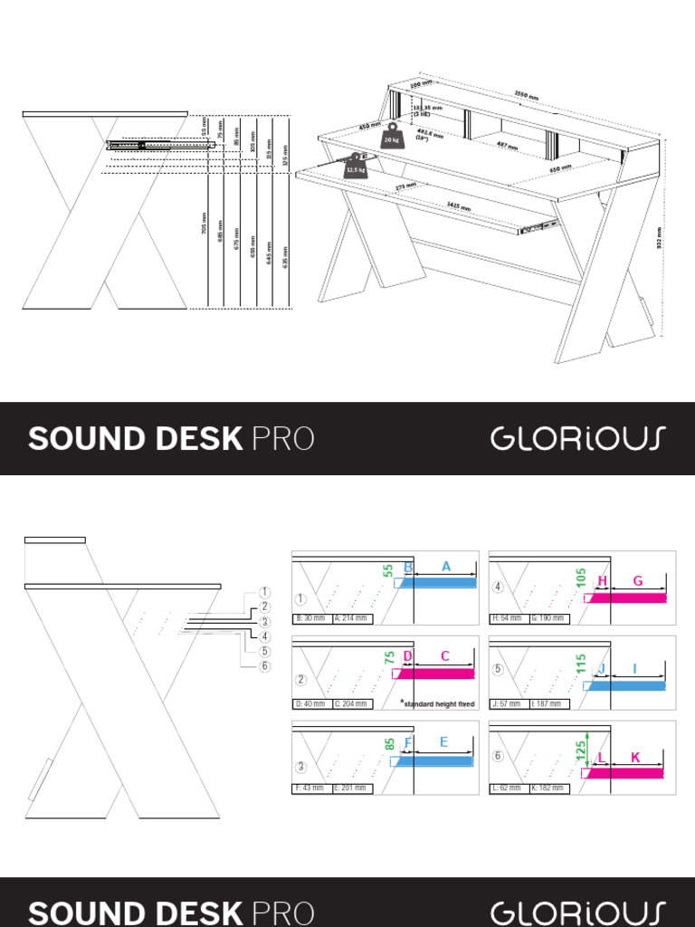 Dimensions Glorious Sound Desk Pro 2021 | PDF