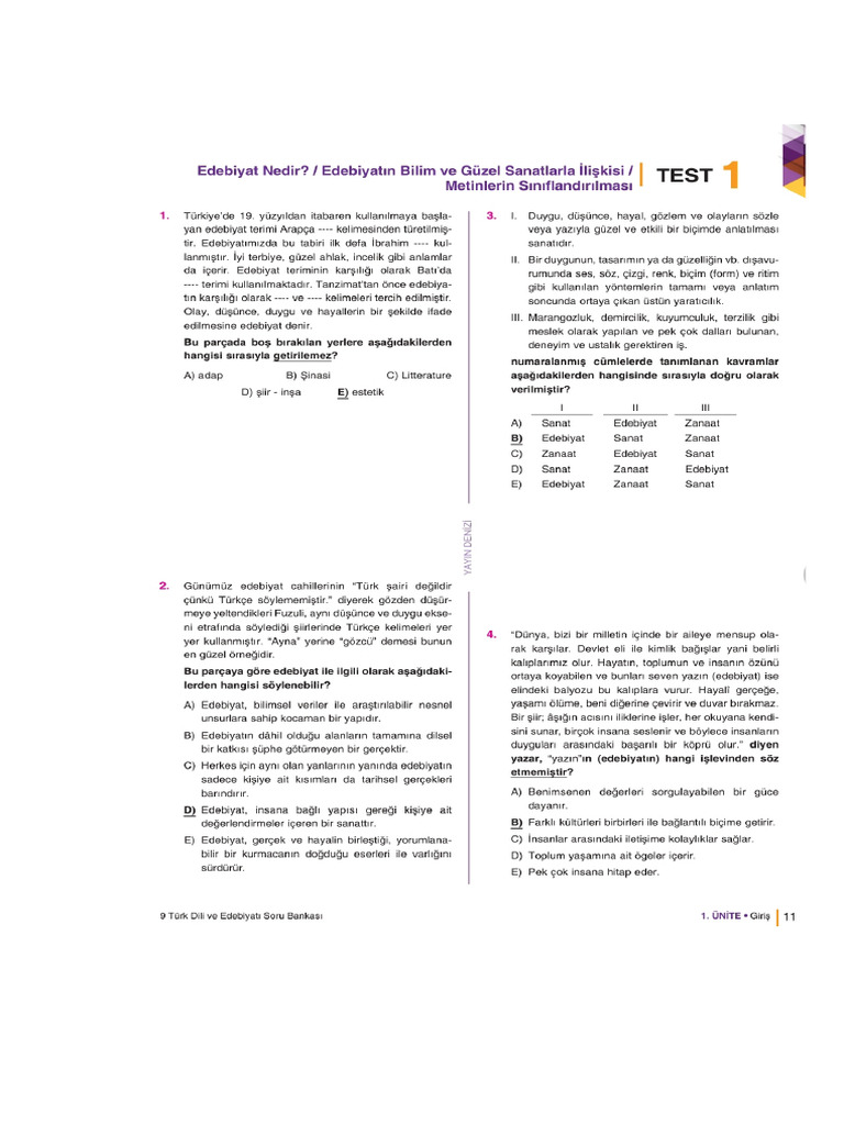 Sinif 1. Dönem (2. Dosya) | PDF