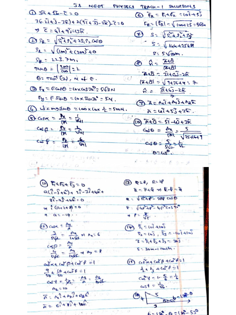 JR Neet Physics Track 1 Solutions | PDF