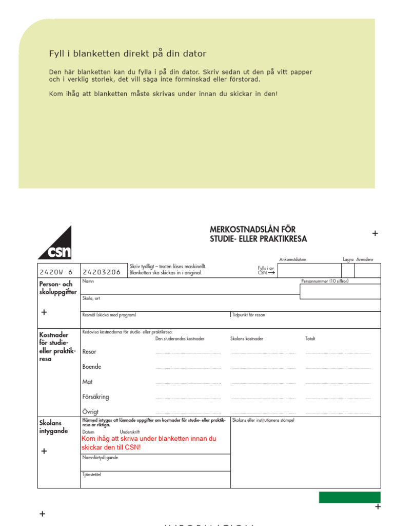 CSN Blanketter | PDF