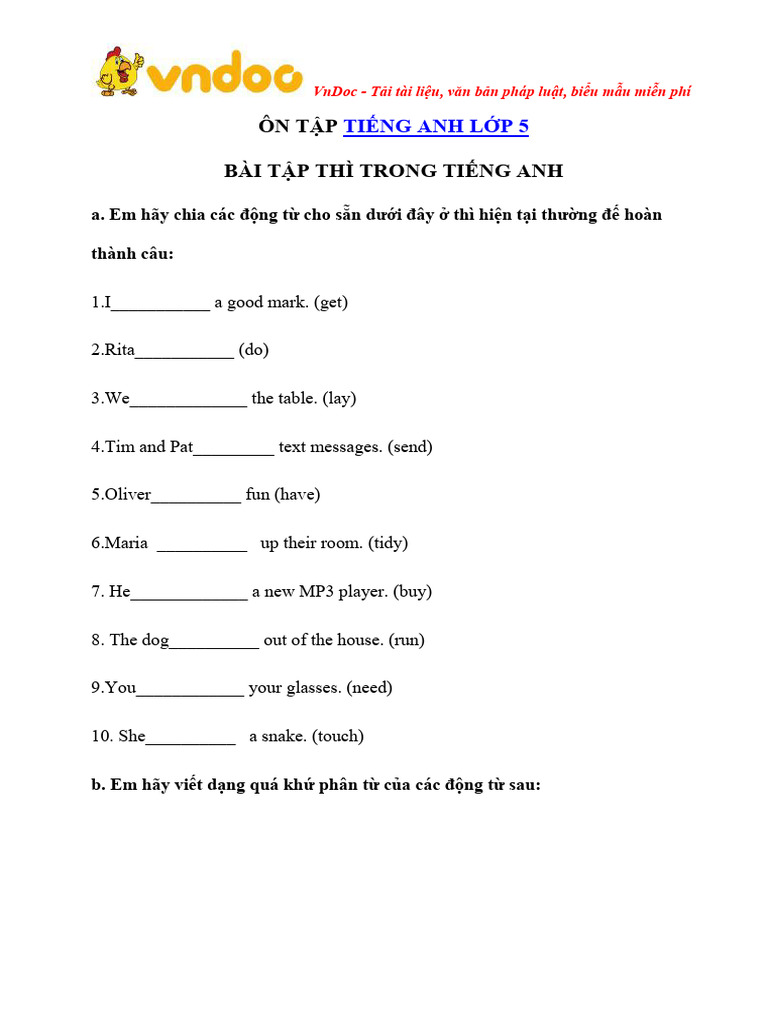 Bai Tap Thi Tieng Anh Lop 5 Co Dap An | PDF