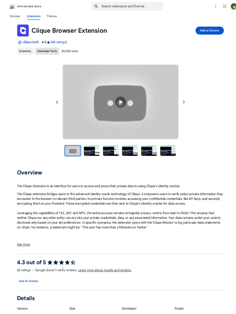 Clique Browser Extension - Chrome Web Store | PDF | Privacy | Computing