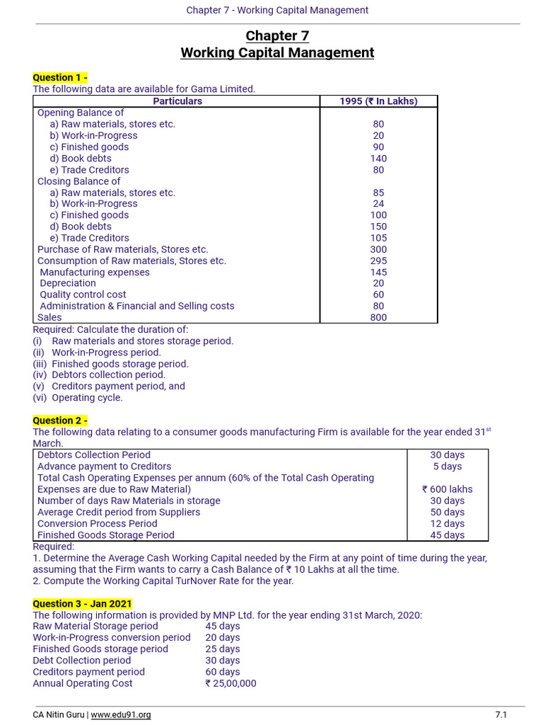 07 Introduction To Working Capital Management | PDF | Expense | Finance ...