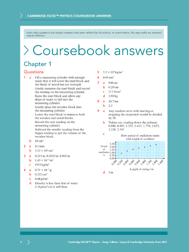 Igcse Physics 3ed TR Coursebook Answers | PDF
