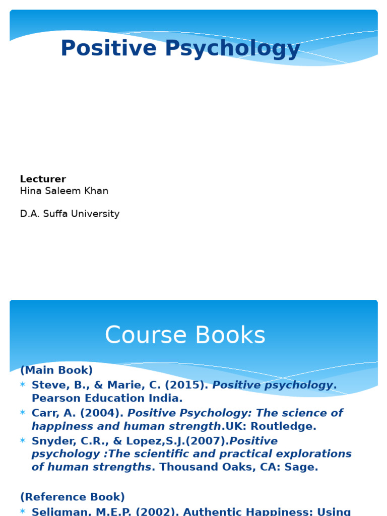 Chp. 1 Introduction To Positive Psychology | PDF | Positive Psychology | Happiness