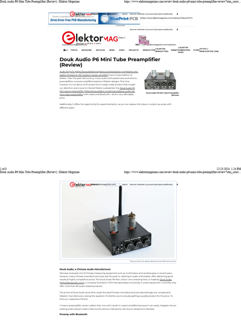 Douk Audio P6 Mini Tube Preamplifier (Review) - Elektor Magazine | PDF ...