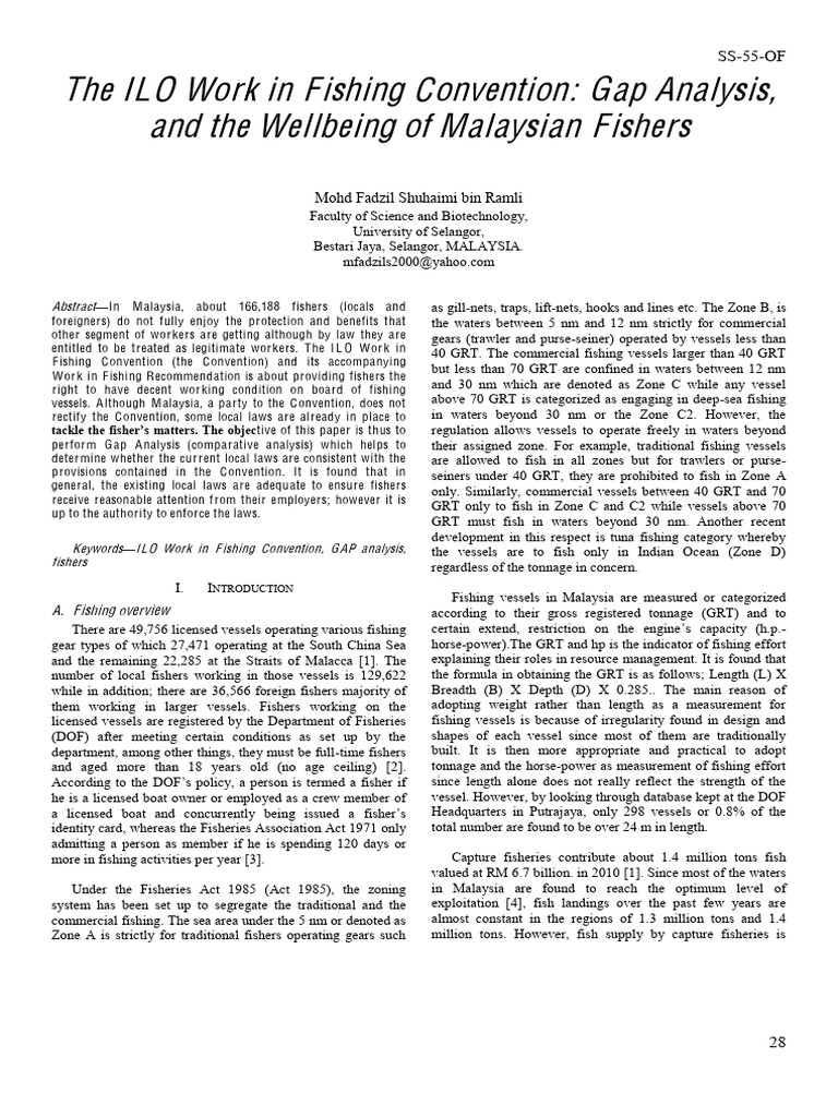 The Ilo Work in Fishing Convention Gap Analysis and The 302g78g6ar ...