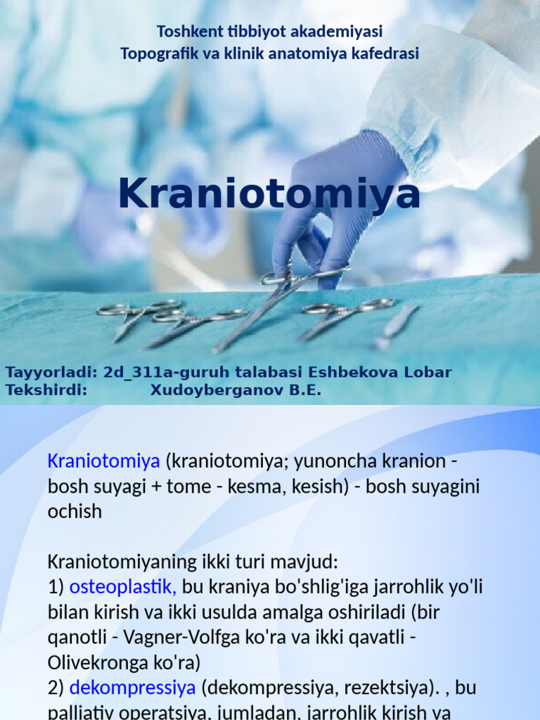 Oxta Kraniotomiya | PDF
