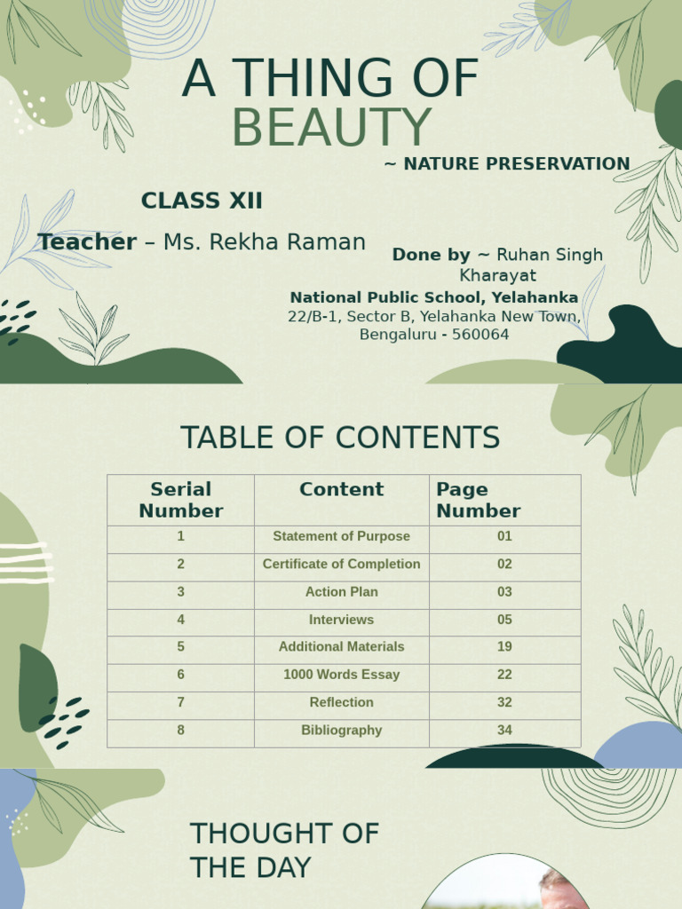 English Project - A Thing of Beauty | PDF | Climate Change | Habitat Destruction