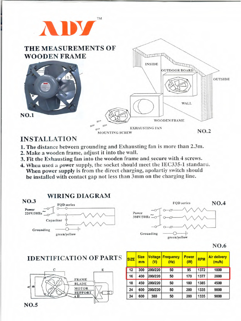 Cataloge Exhausting Fan Ady | PDF