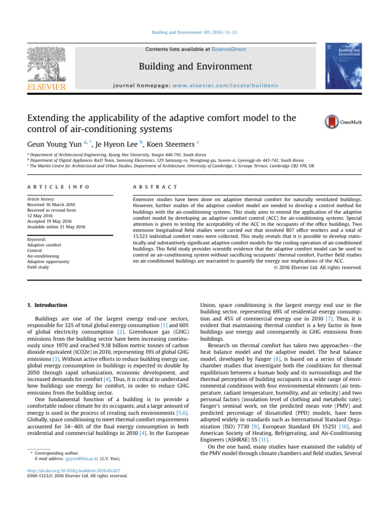 24.Extending the Applicability of the Adaptive Comfort Model to the Control of Air-conditioning ...