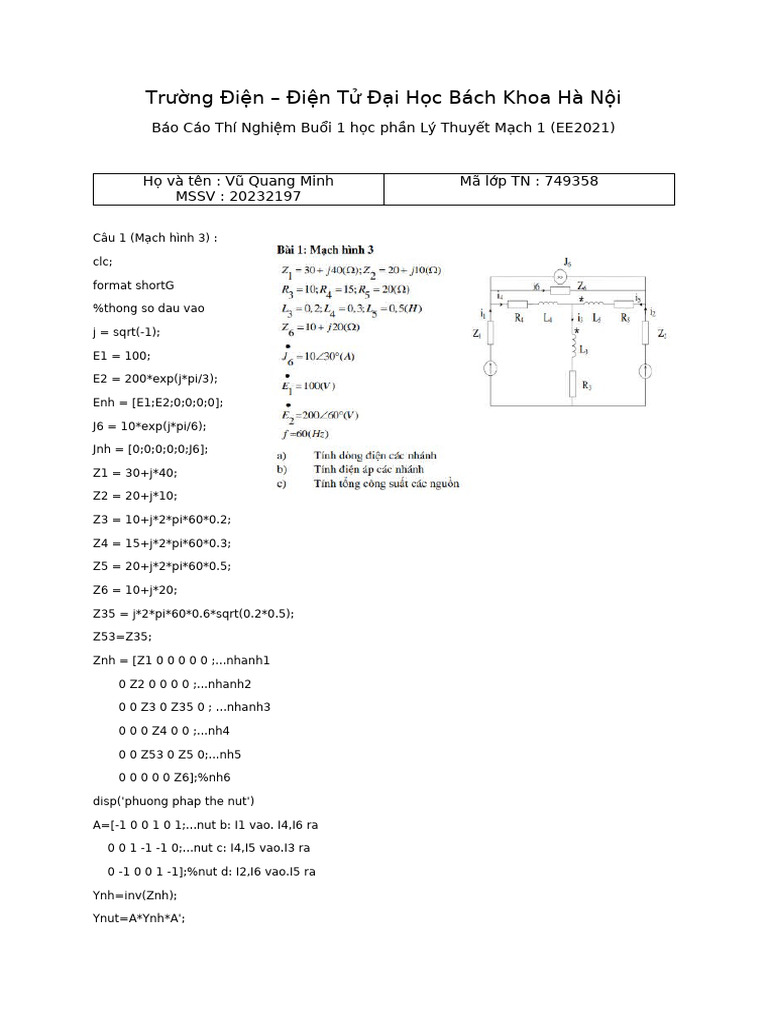 Báo cáo thí nghiệm ltm1 | PDF