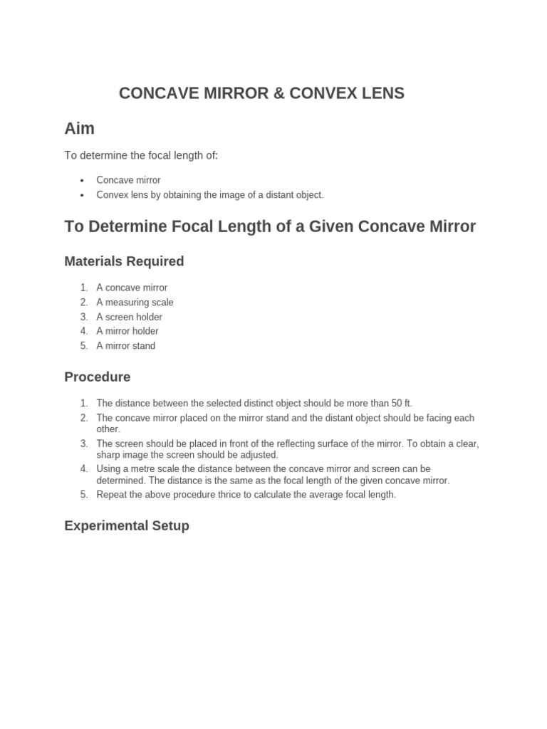 Concave Mirror & Convex Lens | PDF | Mirror | Atomic
