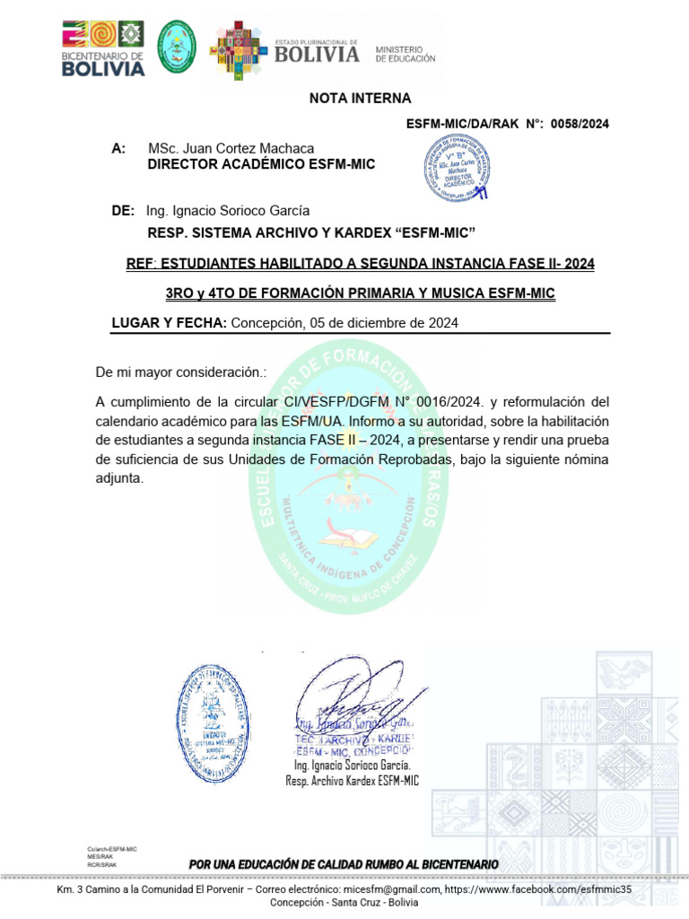 058 2024 Inf Segunda Instancia Nota Interna 2024 F II | PDF