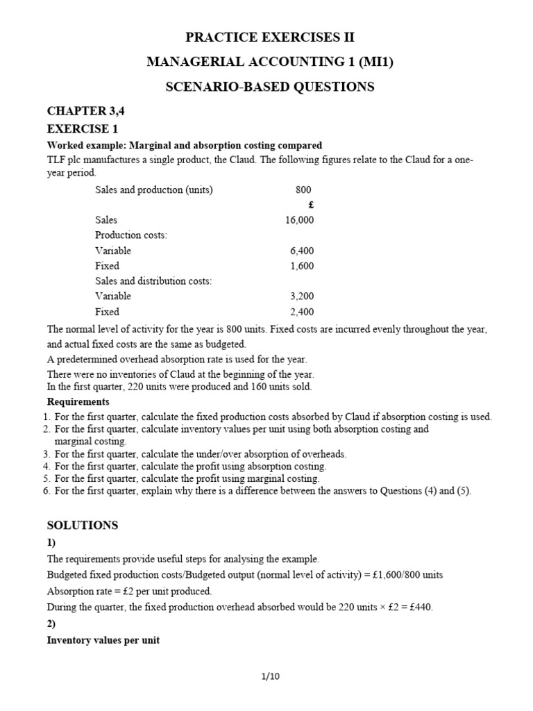 Practice Exercises Solutions Ii - Mi1 - 12.05.24 | PDF | Cost Of Goods Sold | Cost Accounting