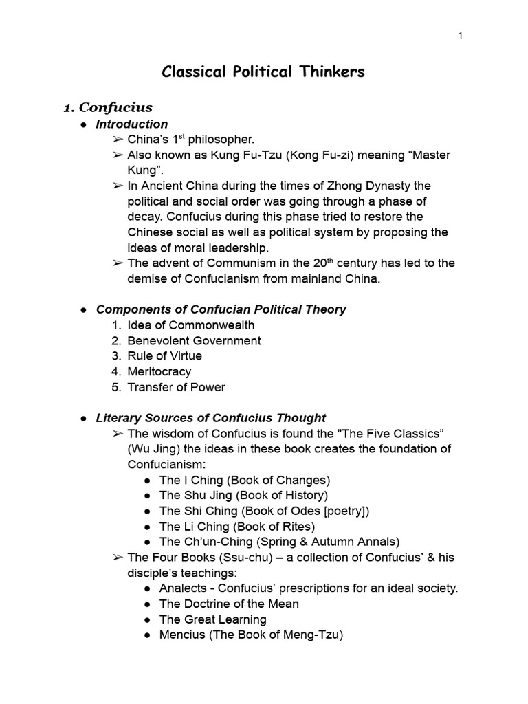 Political Thought | PDF | Confucius | Plato