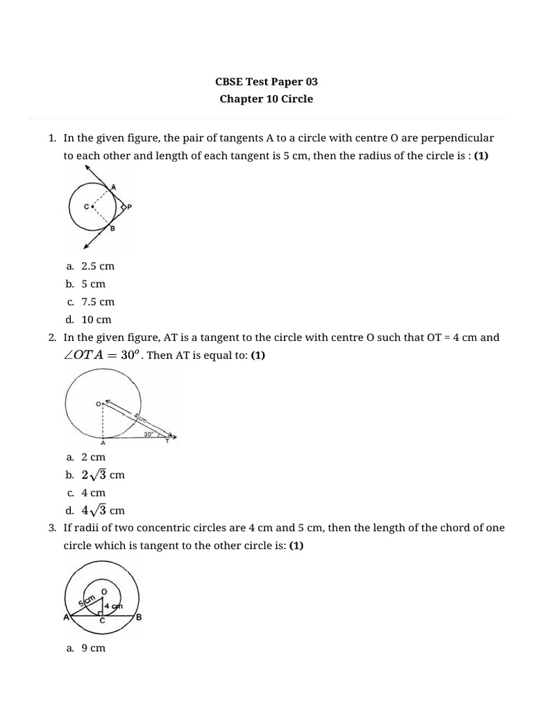 chapter-10-circles-test-03 -SOLUTION | PDF | Circle | Triangle