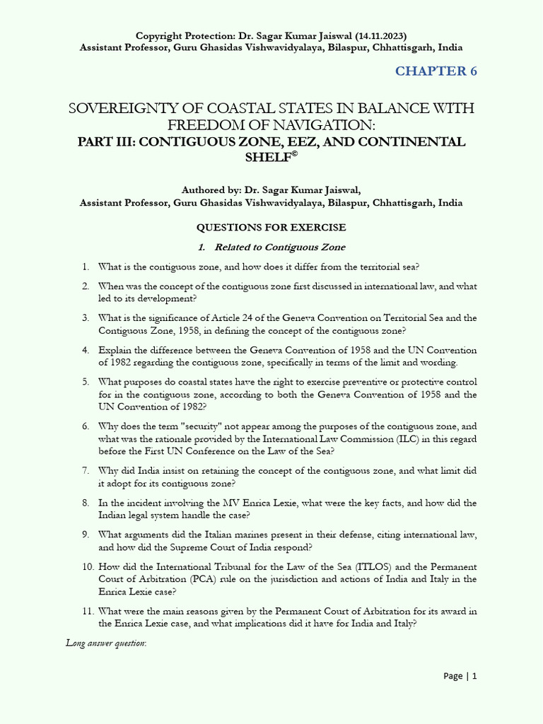 Chapter 6 - Contigeous Zone - EEZ - and Continental Shelf | PDF ...