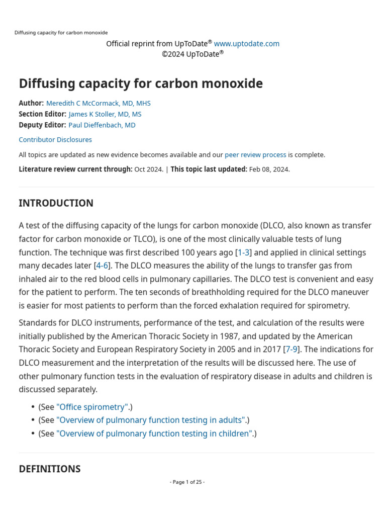 Diffusing Capacity For Carbon Monoxide Pdf Chronic Obstructive Pulmonary Disease Lung