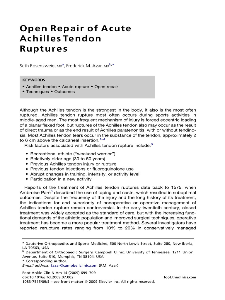 Open Repair of Acute Achilles Tendon Ruptures | PDF | Surgery | Medicine