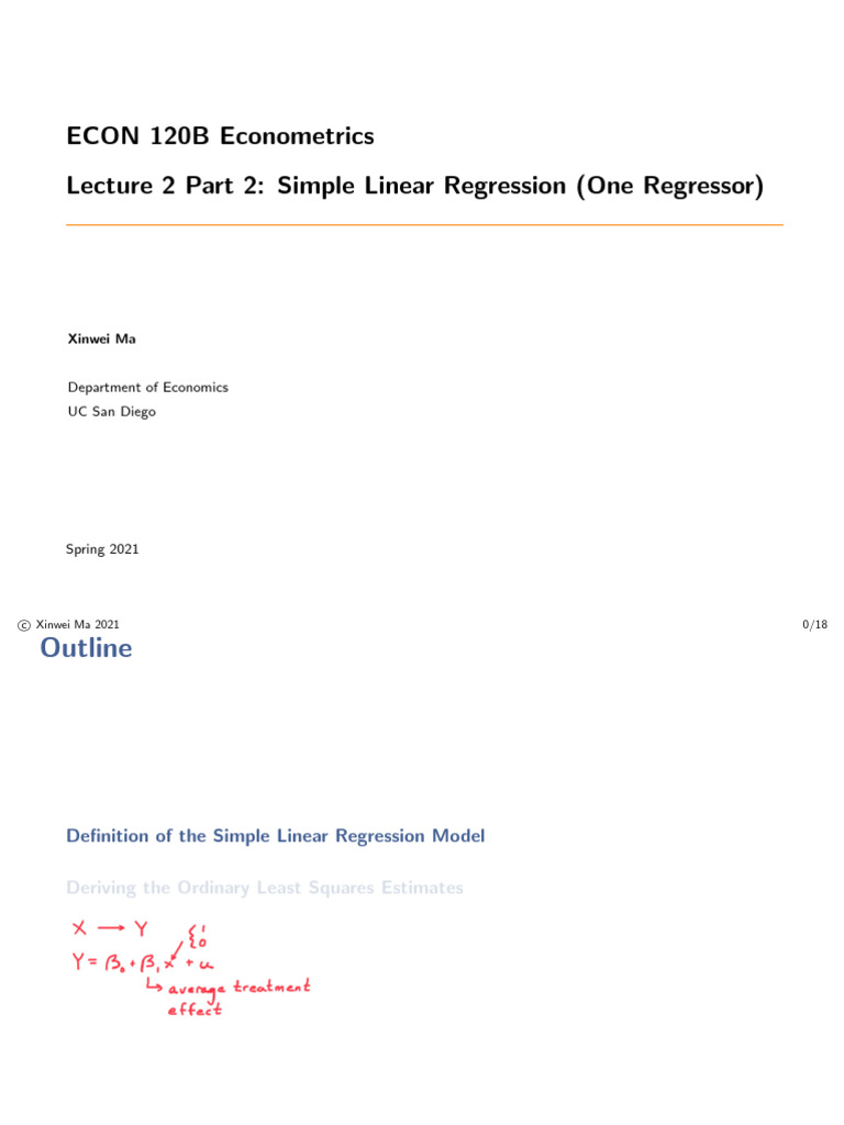Lecture 2-2_Simple Linear Regression (One Regressor) | PDF | Dependent ...