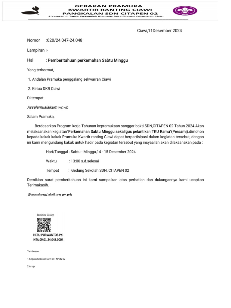 Surat Undangan Persami | PDF