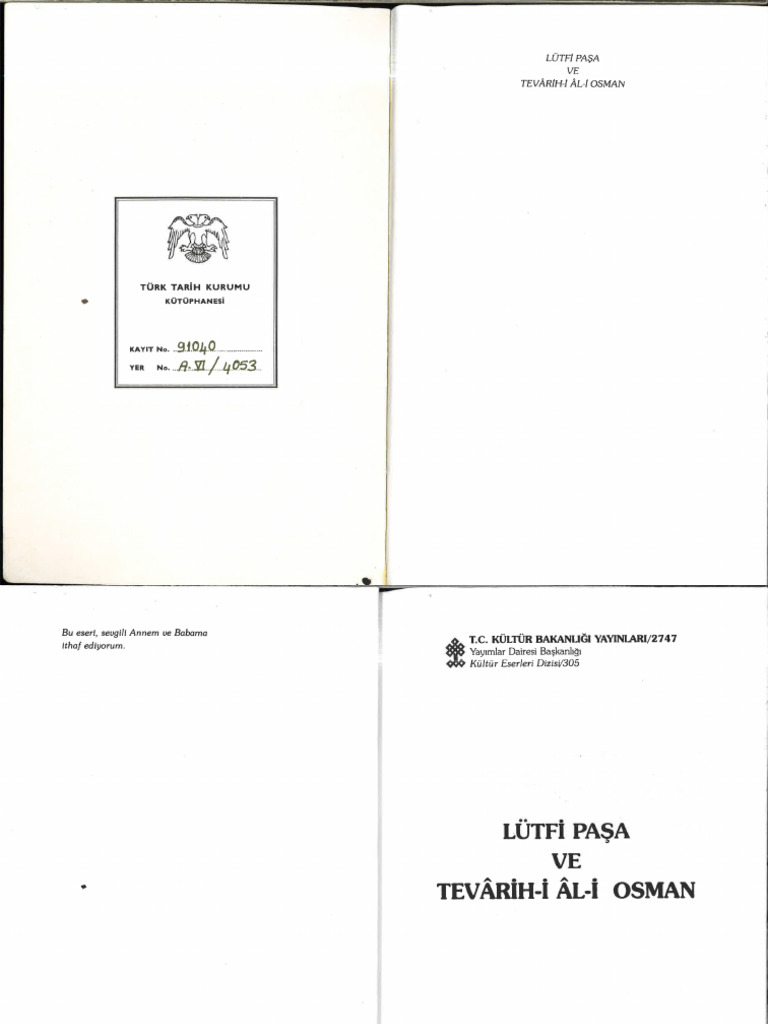 A.vi-4053 Lütfi̇ Paşa Ve Tevari̇hi̇ Ali̇ Osman | PDF