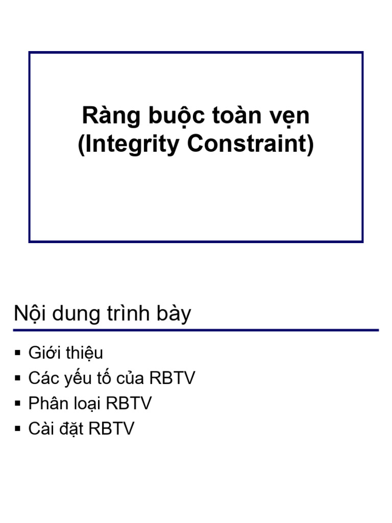 L06-Ràng buộc toàn vẹn | PDF