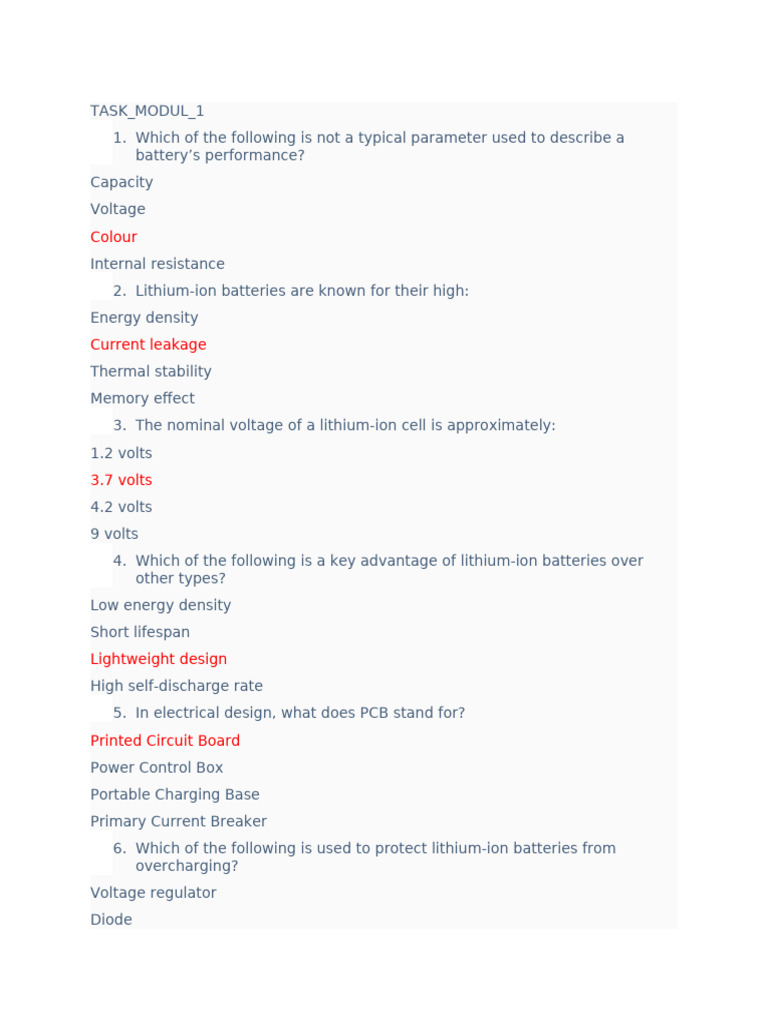 Battery Task 1 | PDF