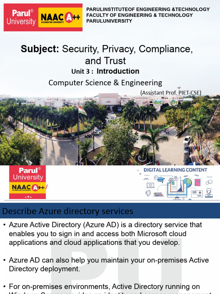 Unit 3 (1) .PPTX of Azure Fundamentals | PDF | Computer Security | Security