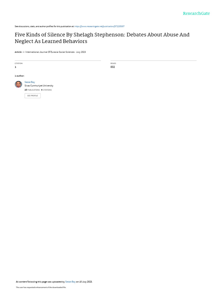 Five Kinds of Silence - Shelagh Stephenson | PDF | Child Abuse | Violence